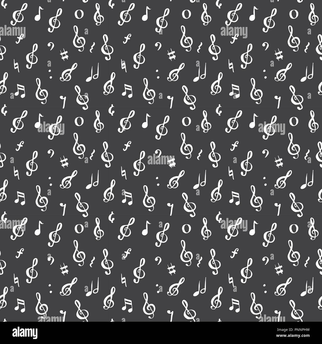 Music note seamless pattern vector illustration. Hand drawn sketched ...