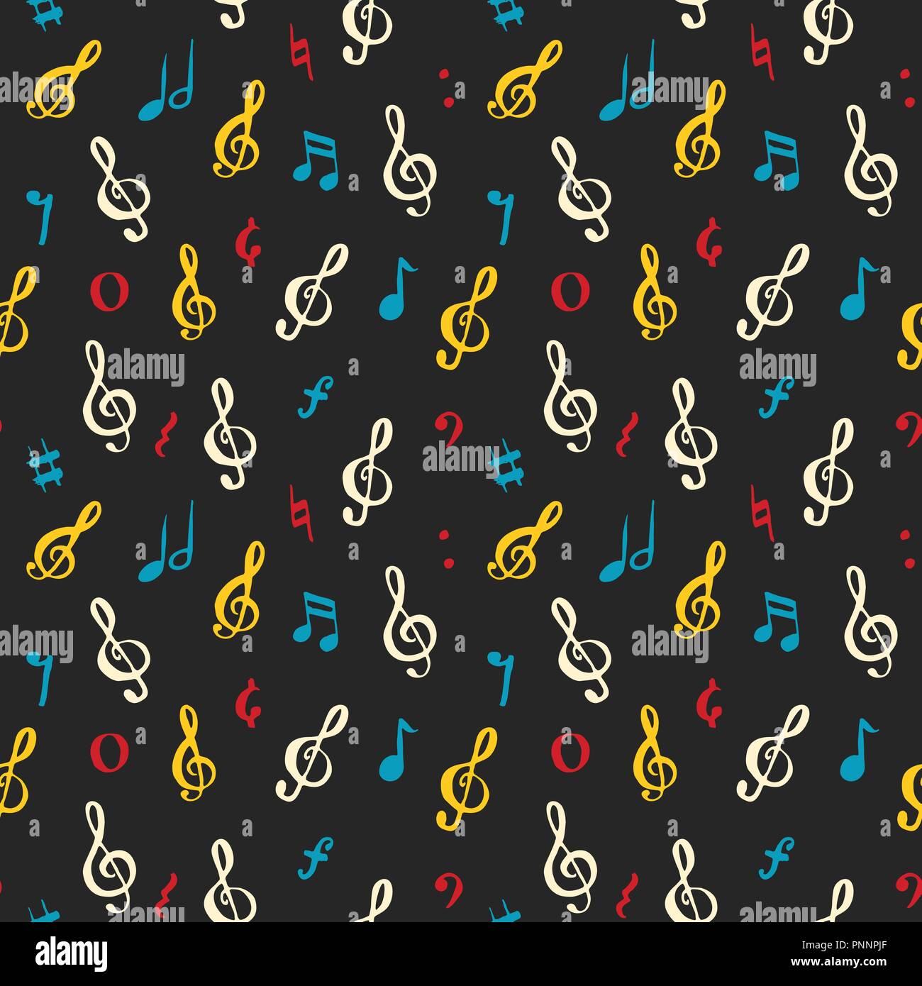 Music note seamless pattern vector illustration. Hand drawn sketched ...