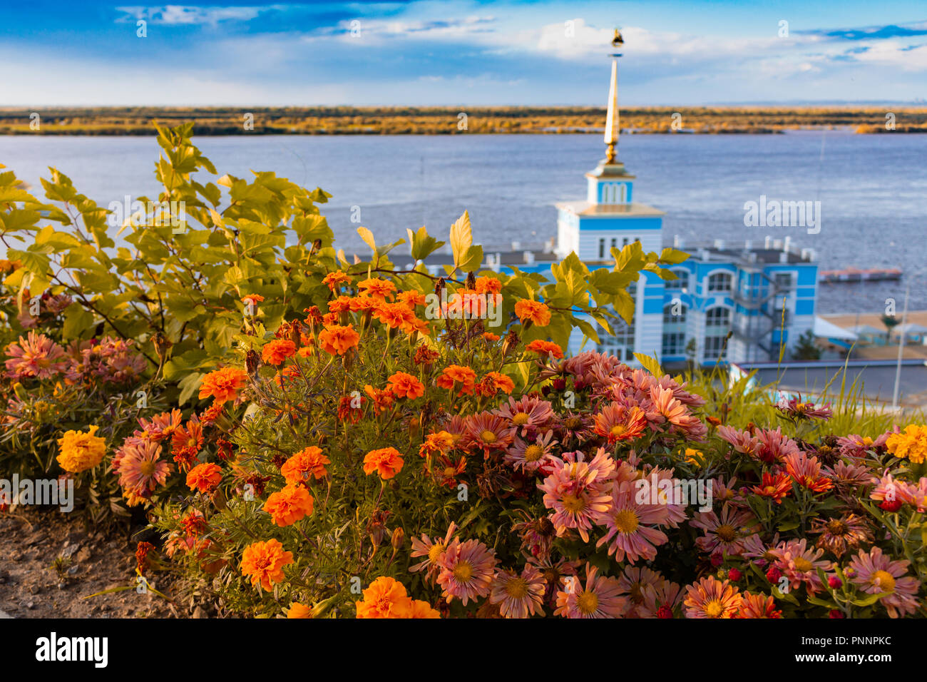 Berth on the Ussuri river near the city of Khabarovsk. Autumn Stock ...