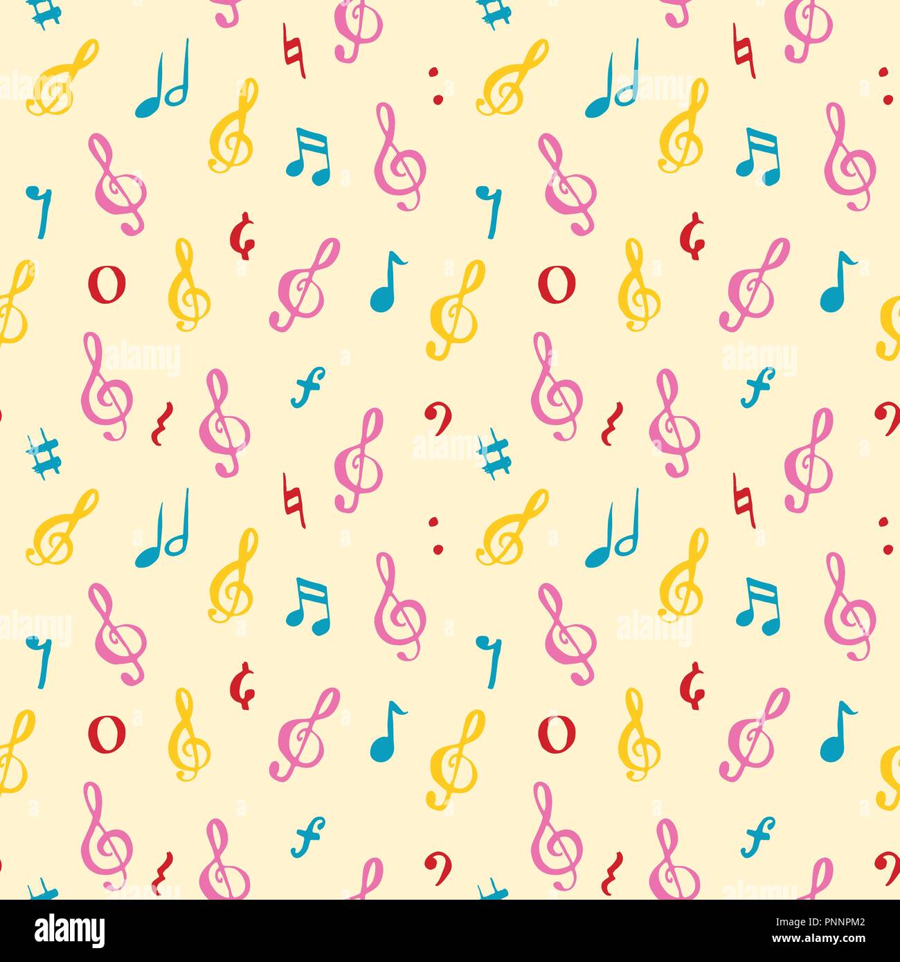 Music note seamless pattern vector illustration. Hand drawn sketched ...