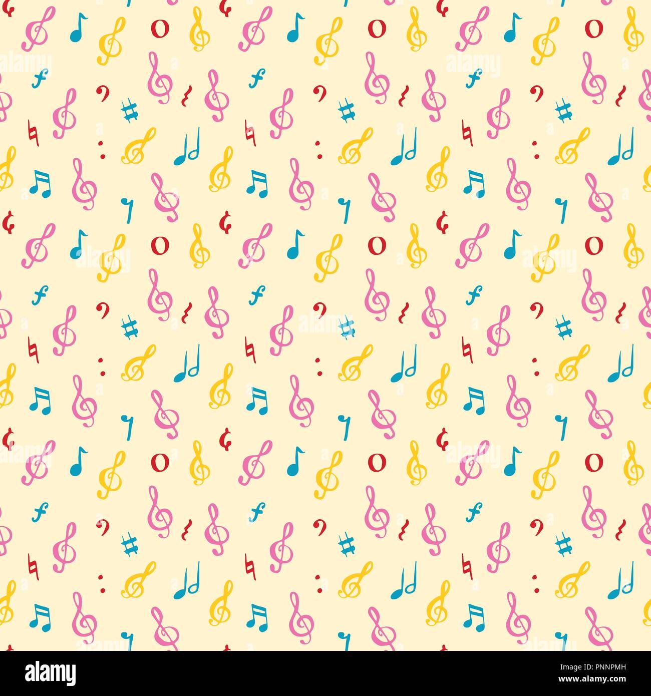 Music note seamless pattern vector illustration. Hand drawn sketched ...