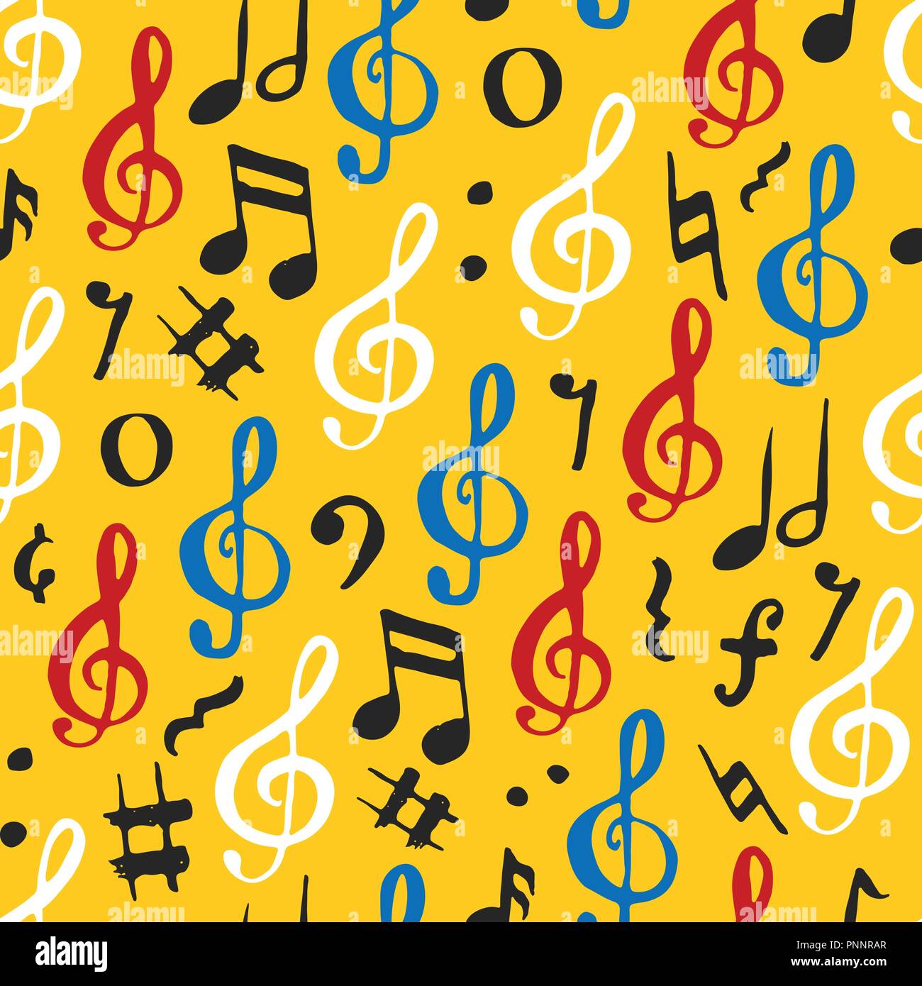 Music note seamless pattern vector illustration. Hand drawn sketched ...