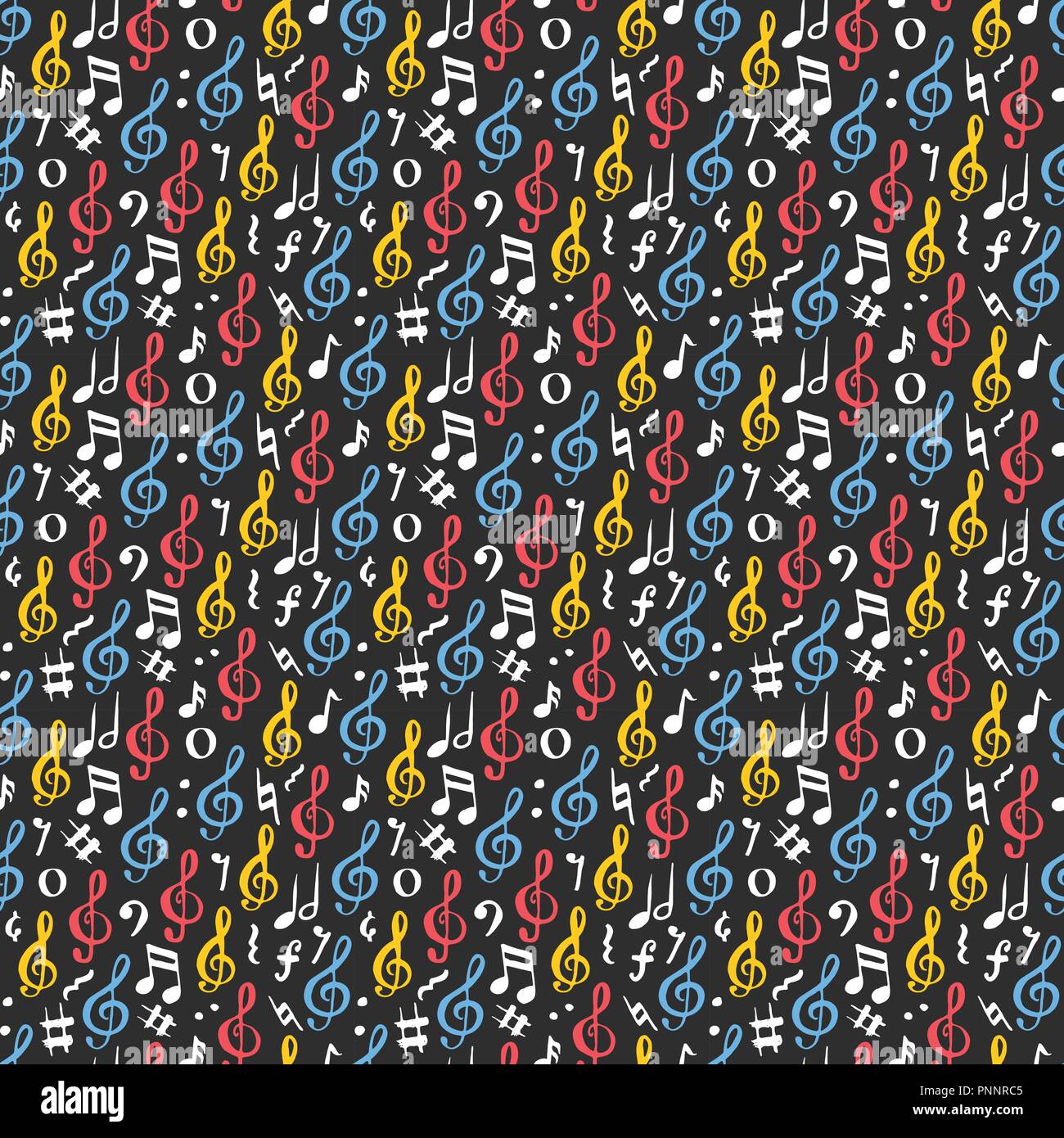 Music note seamless pattern vector illustration. Hand drawn sketched ...