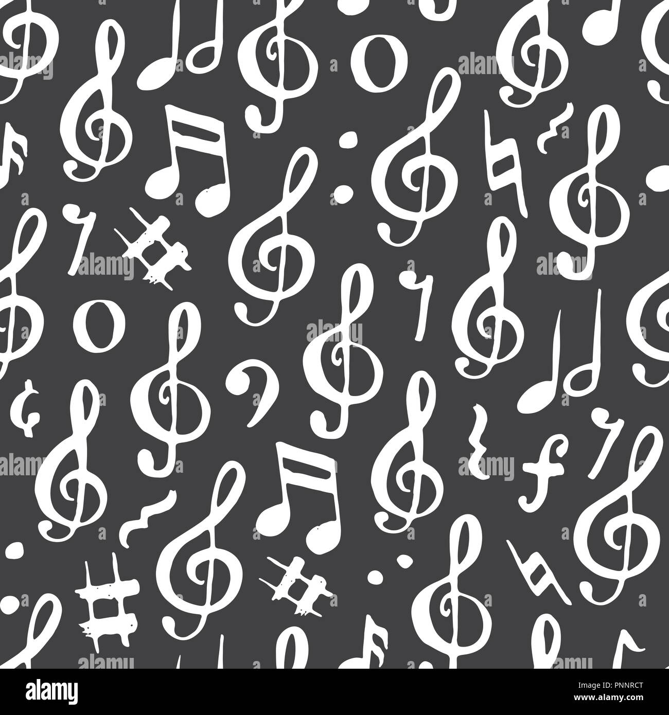 Music note seamless pattern vector illustration. Hand drawn sketched ...