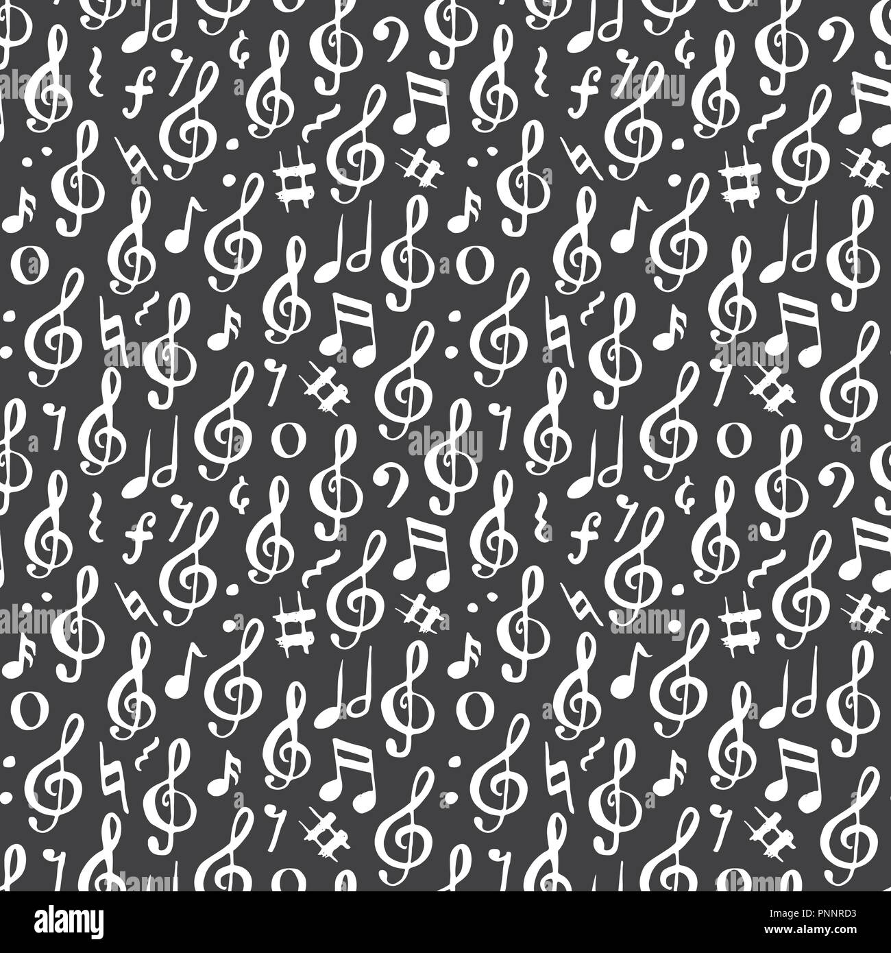 Music note seamless pattern vector illustration. Hand drawn sketched ...