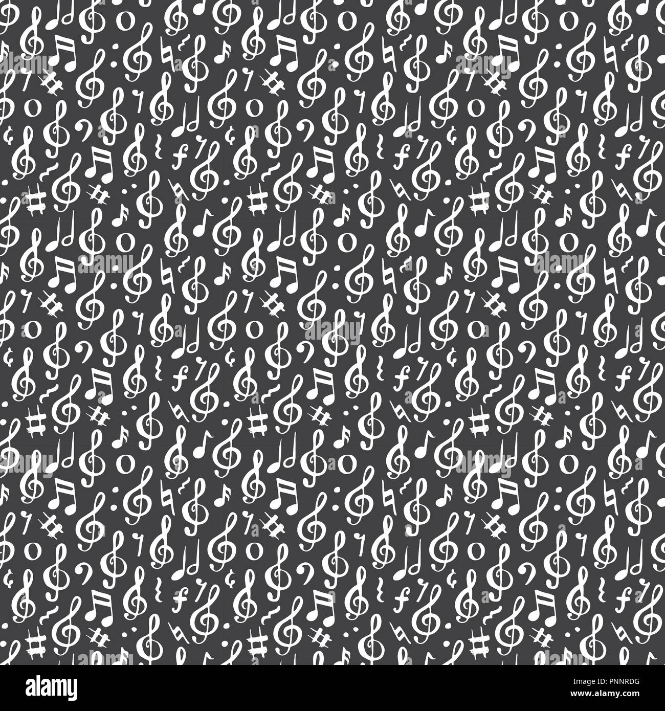 Music note seamless pattern vector illustration. Hand drawn sketched ...