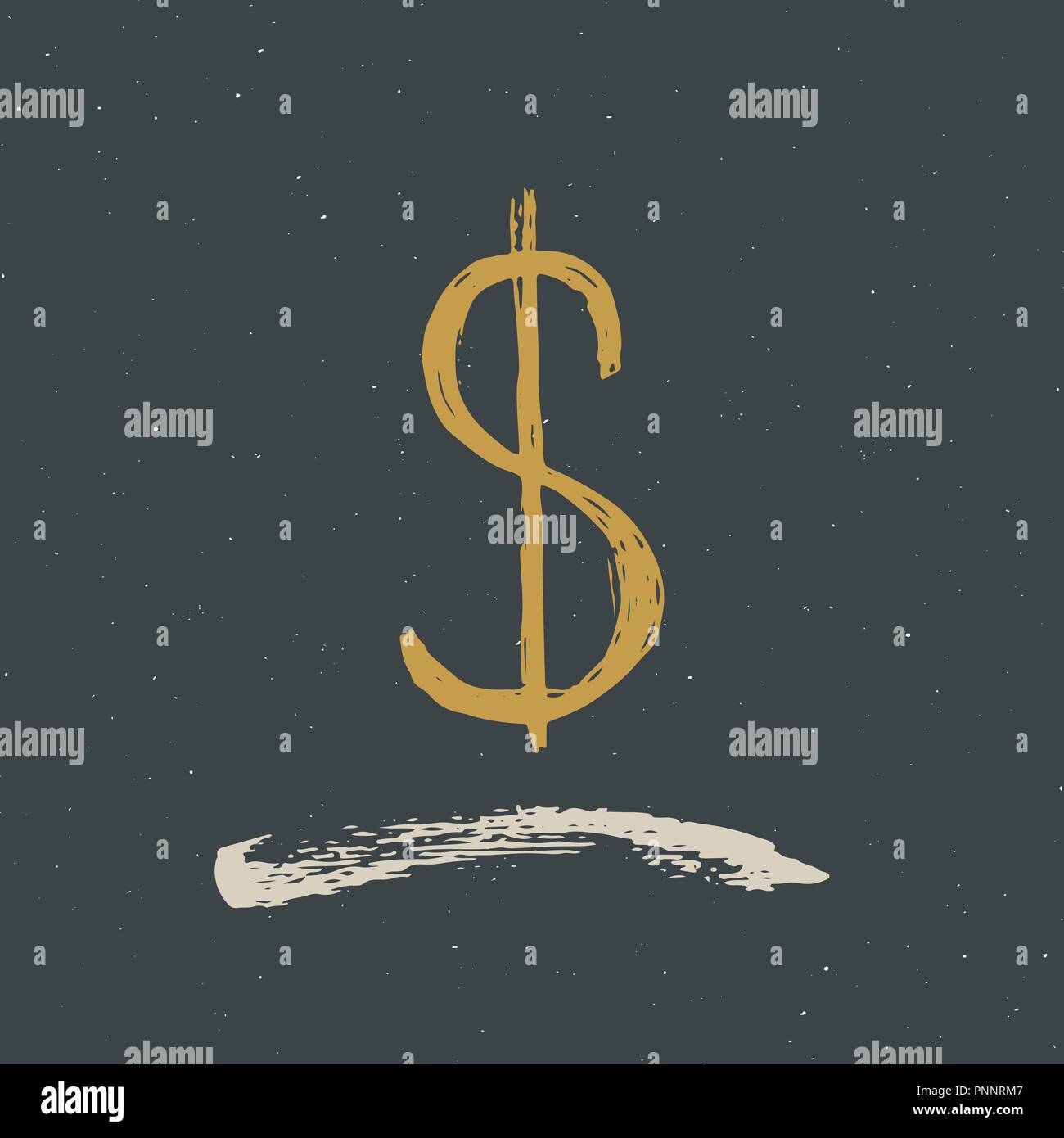 Dollar sign icon brush lettering, Grunge calligraphic symbols, vector ...