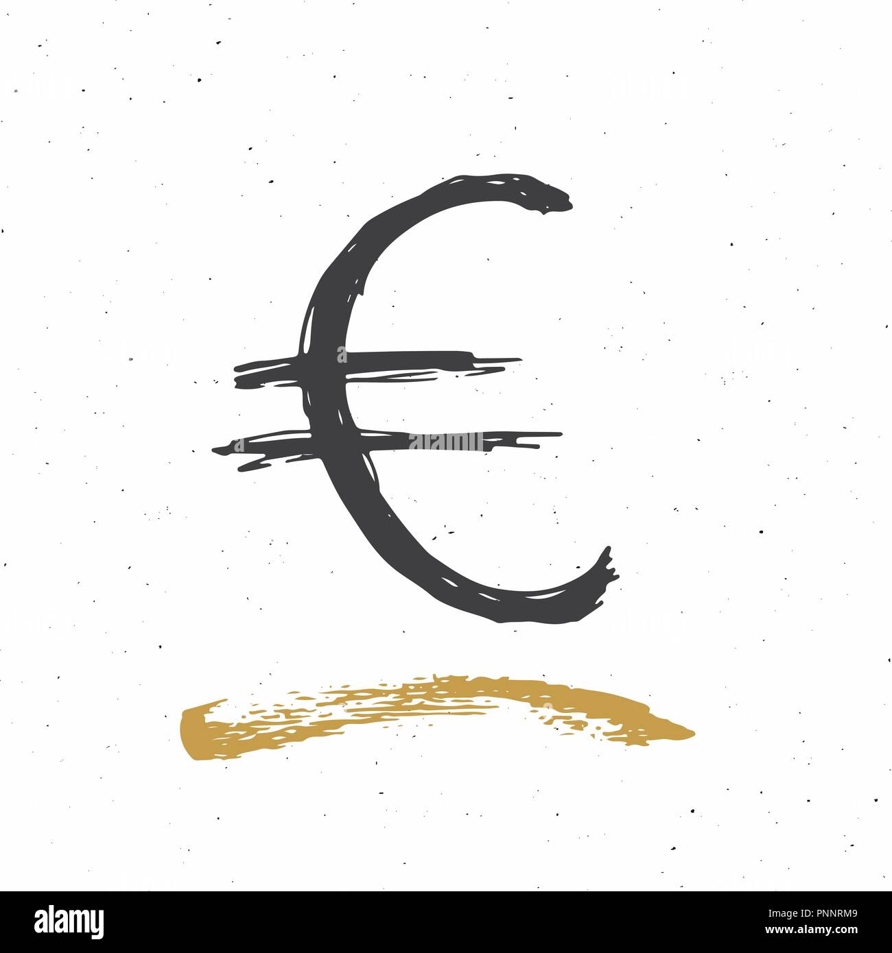 Euro sign icon brush lettering, Grunge calligraphic symbols, vector ...