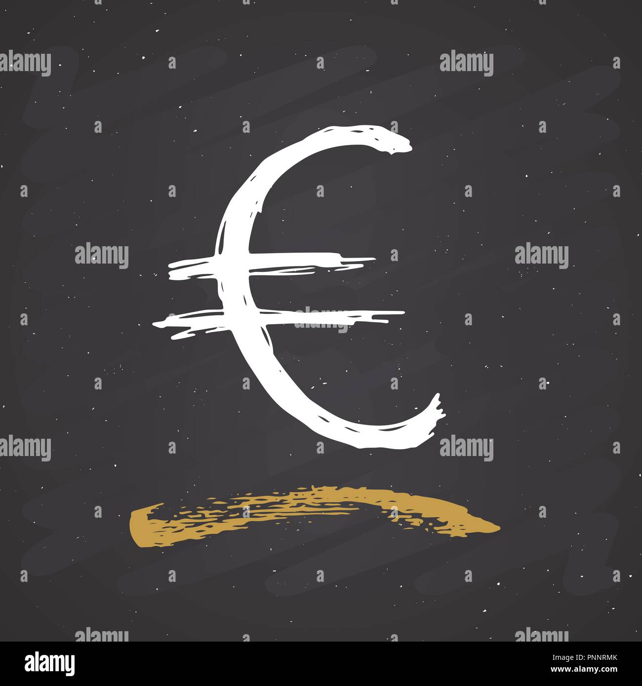 Euro sign icon brush lettering, Grunge calligraphic symbols, vector ...