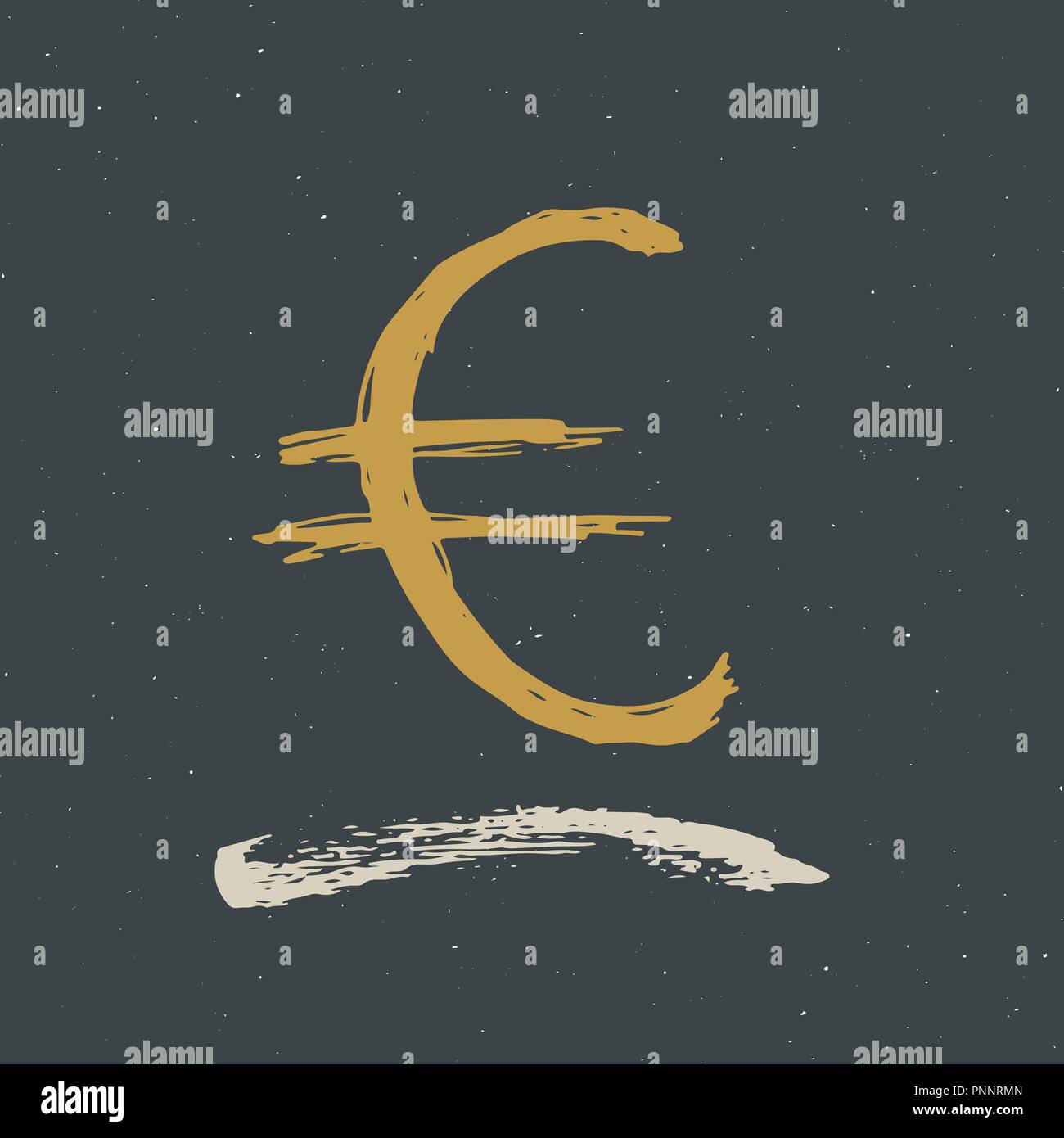 Euro sign icon brush lettering, Grunge calligraphic symbols, vector ...