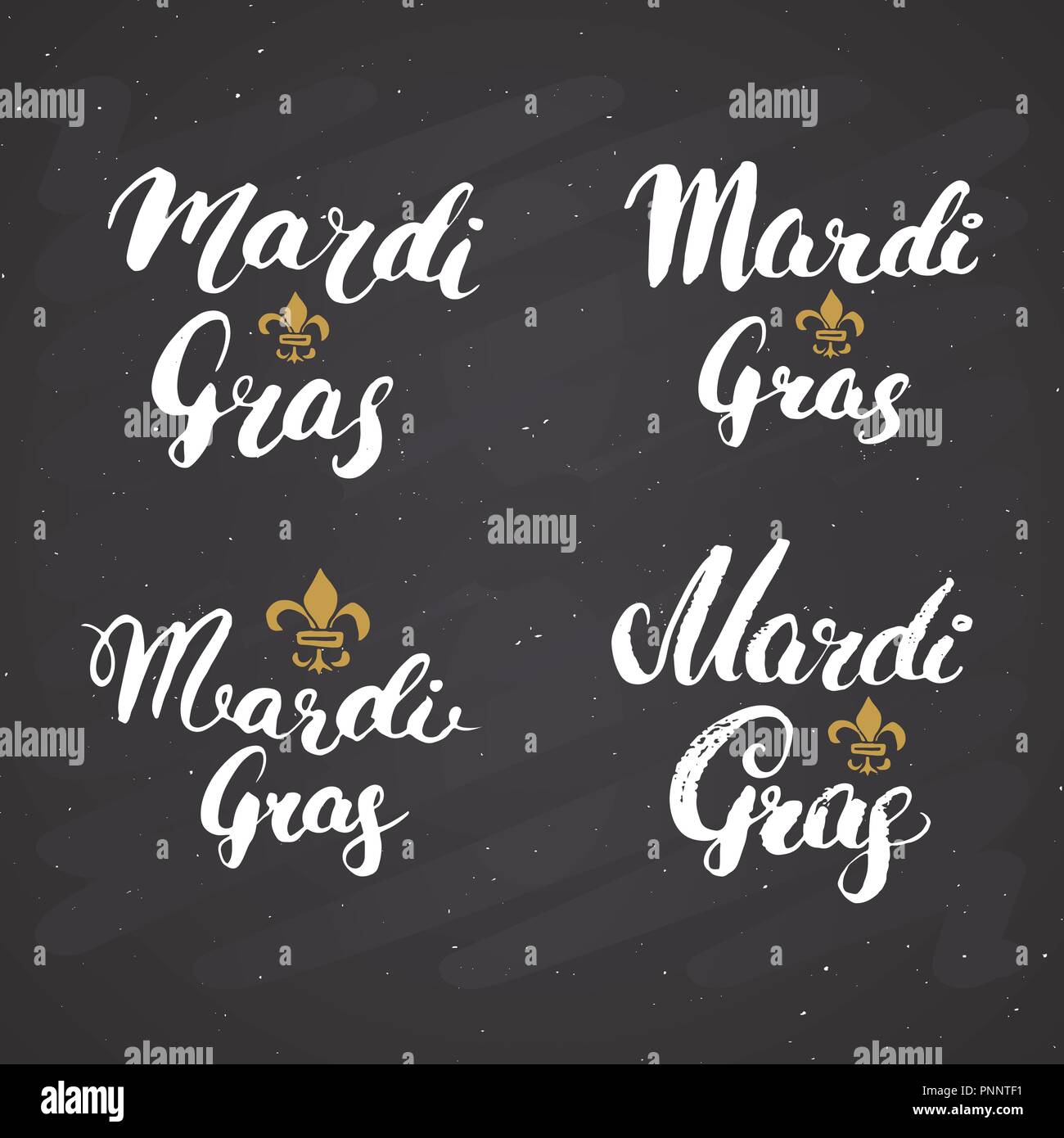 Mardi Gras Calligraphic Letterings Set. Typographic Greetings Design ...