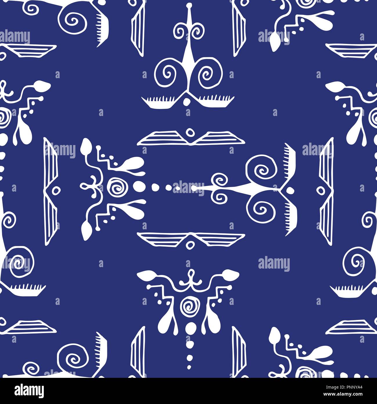 Dark Blue Aztec Pattern