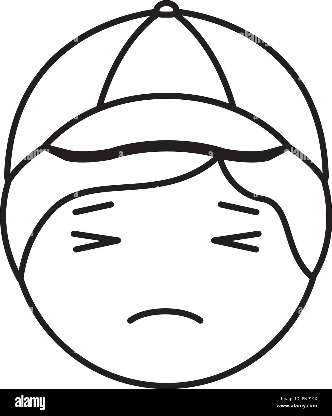 cartoon sad man head kawaii character Stock Vector Image & Art - Alamy