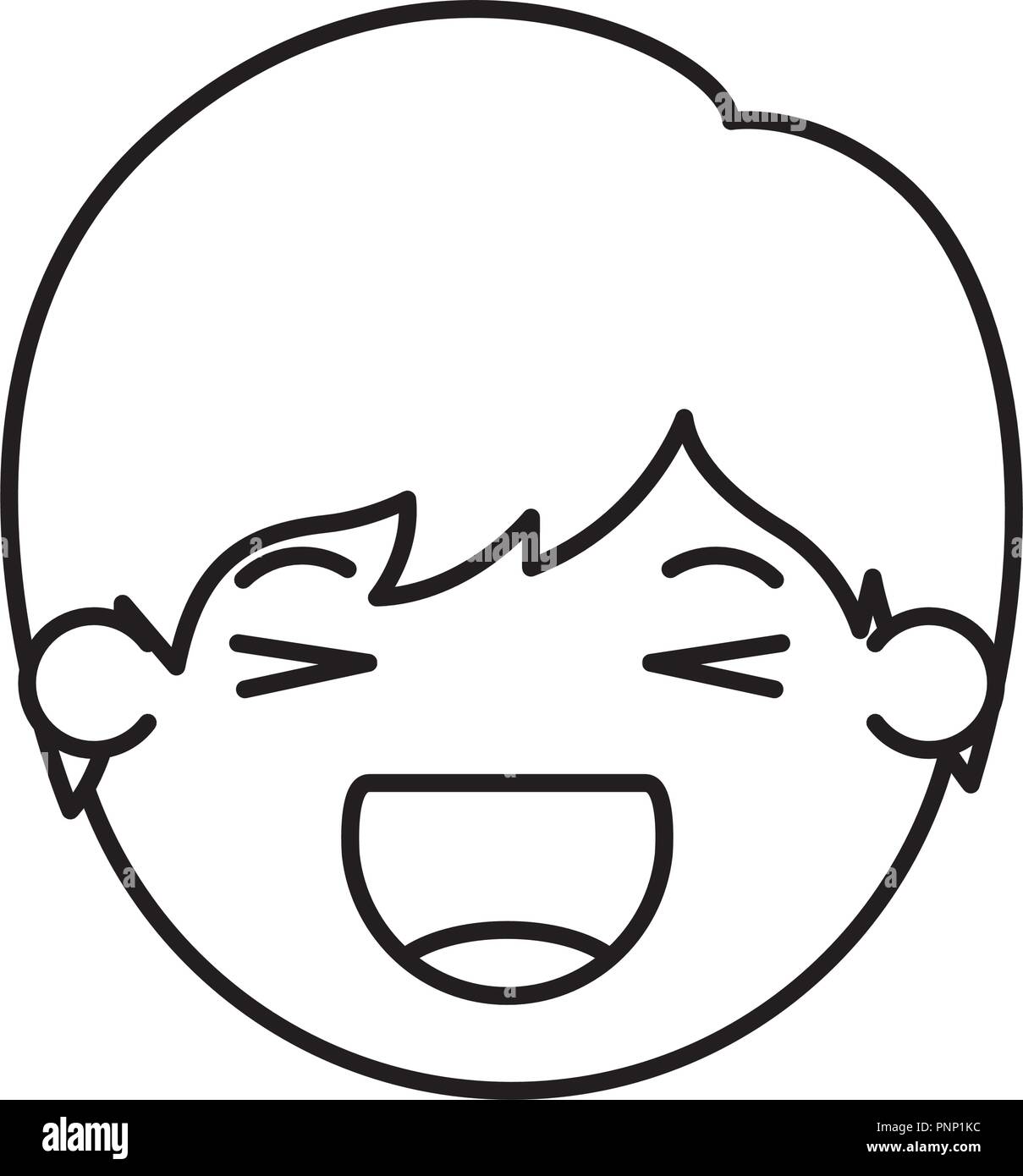 cartoon happy man head kawaii character Stock Vector Image & Art - Alamy