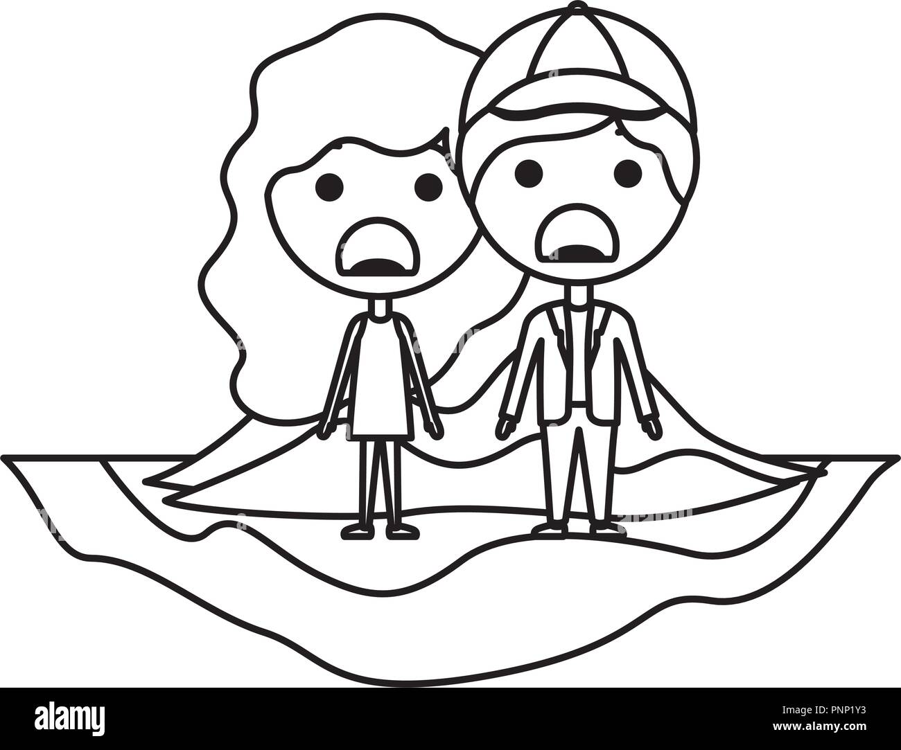 cartoon crying couple on field kawaii characters Stock Vector Image ...