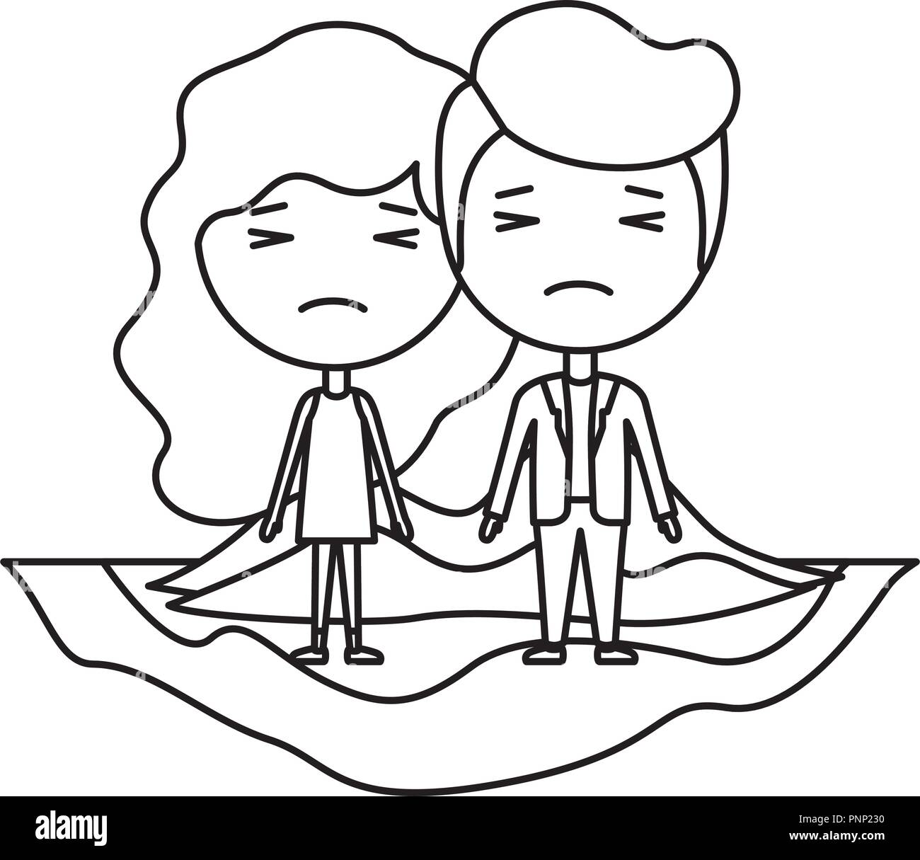 cartoon crying couple on field kawaii characters Stock Vector Image ...
