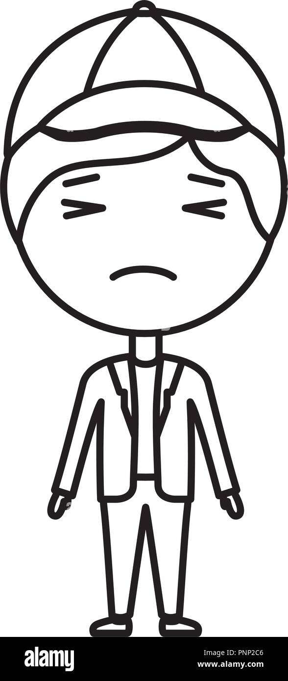 cartoon sad man kawaii character Stock Vector Image & Art - Alamy