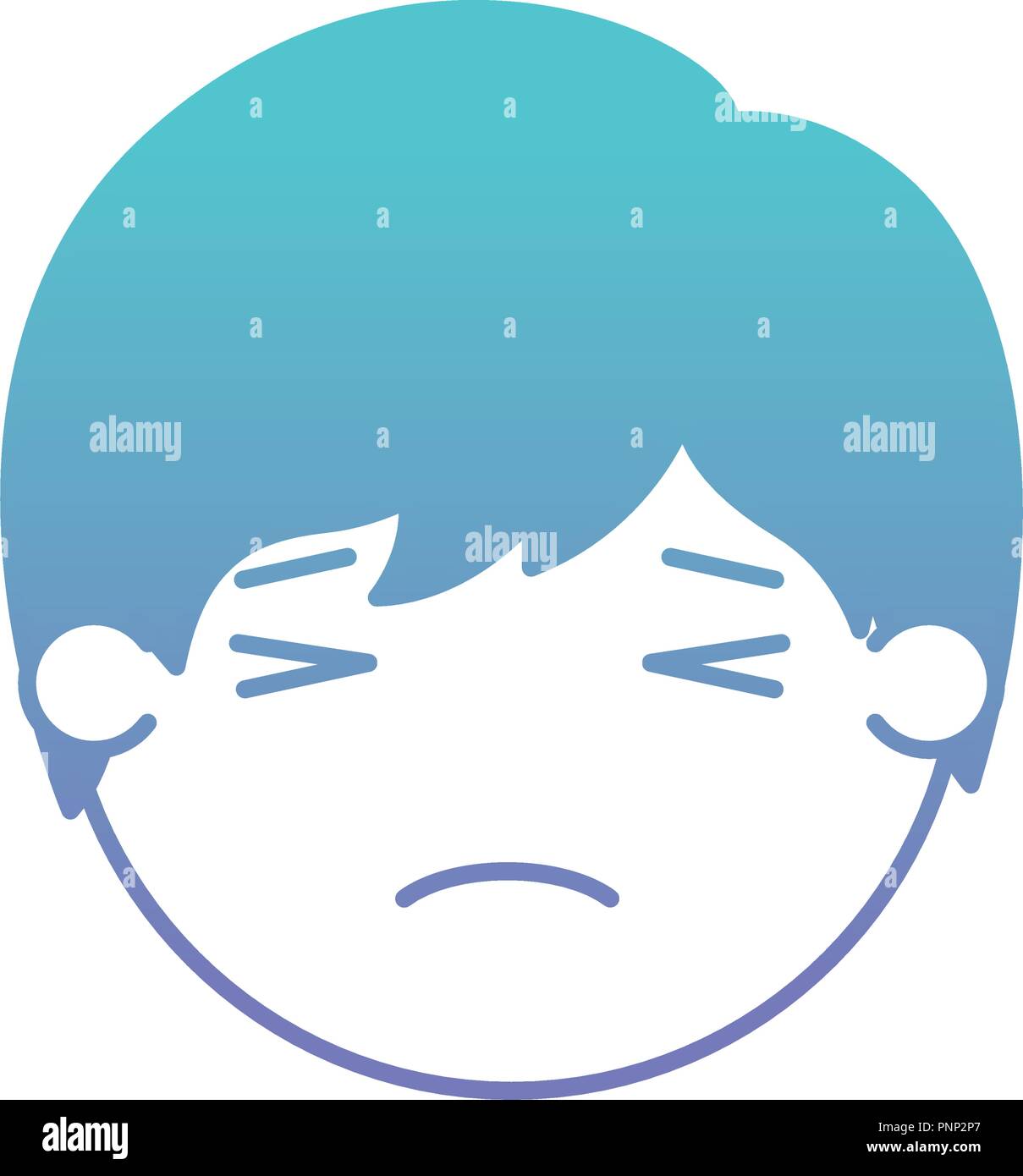 cartoon sad man head kawaii character Stock Vector Image & Art - Alamy