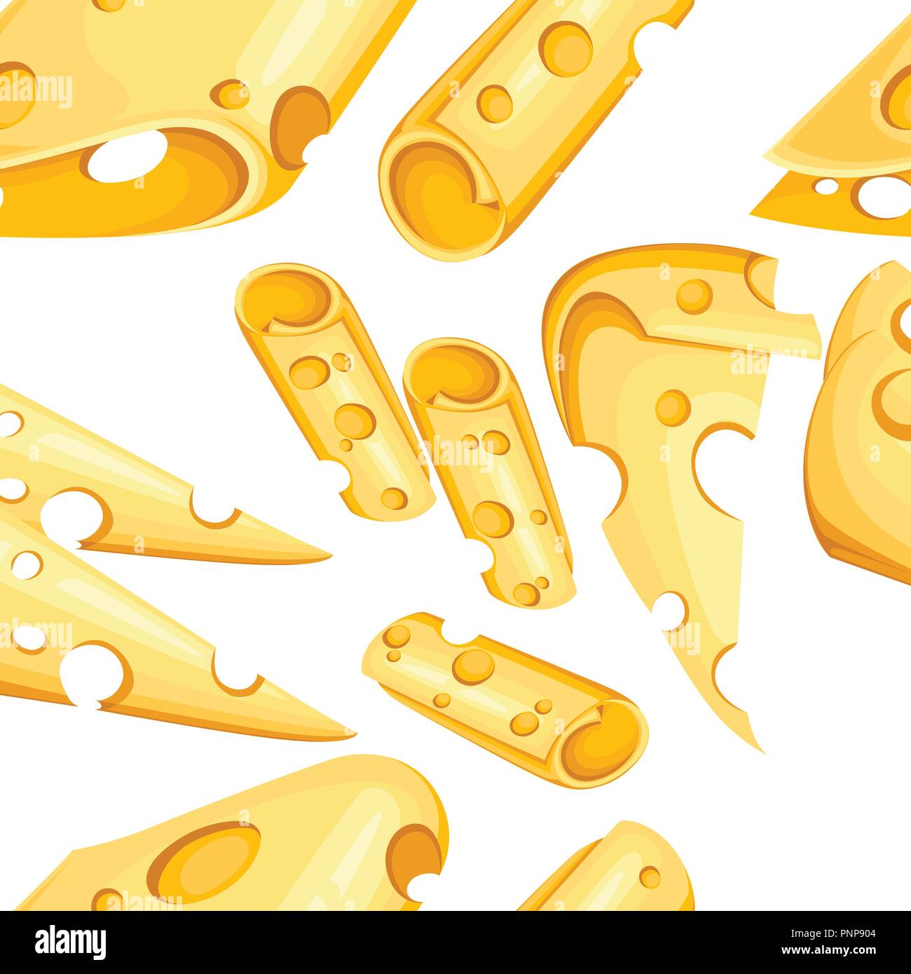 Seamless pattern. Cheese slice background. Flat vector illustration on ...