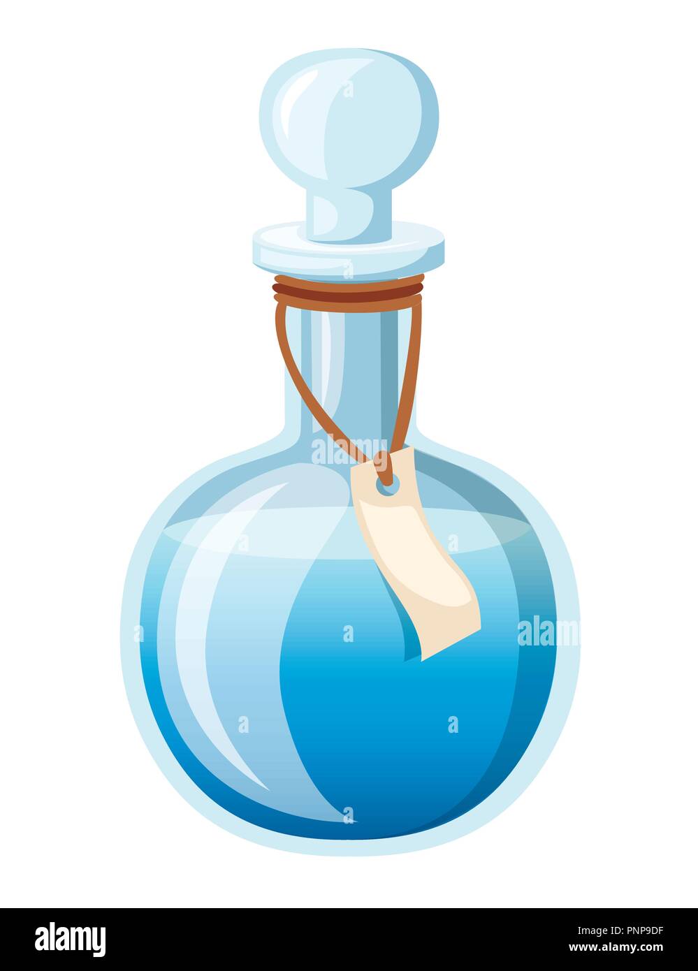 Bottle with potion. Game icon of magic elixir. Blue potion flat icon ...