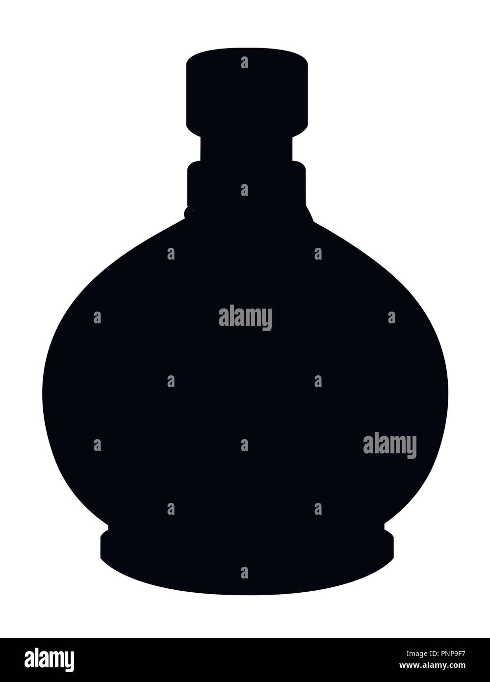 Black silhouette. Bottle with potion. Game icon of magic elixir. Health ...