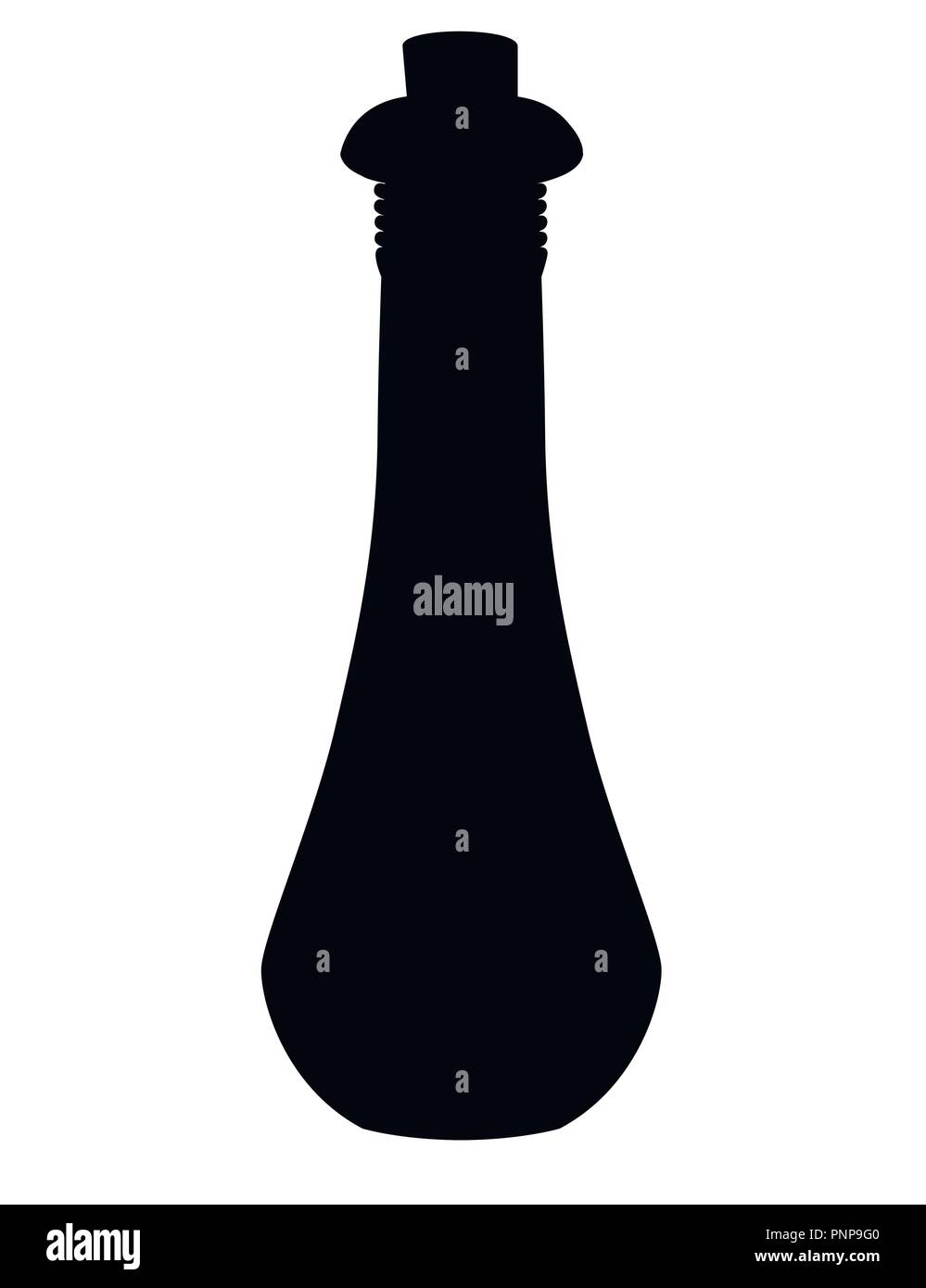 Black silhouette. Bottle with potion. Game icon of magic elixir. Health ...