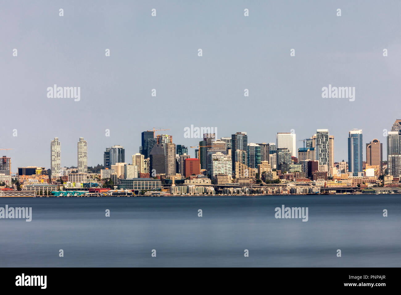 Long exposure of Seattle skyline during day Stock Photo - Alamy