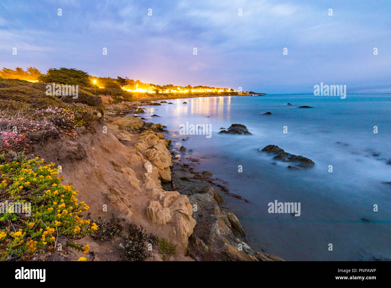 A long exposure image of the coasline of Cambria Stock Photo - Alamy