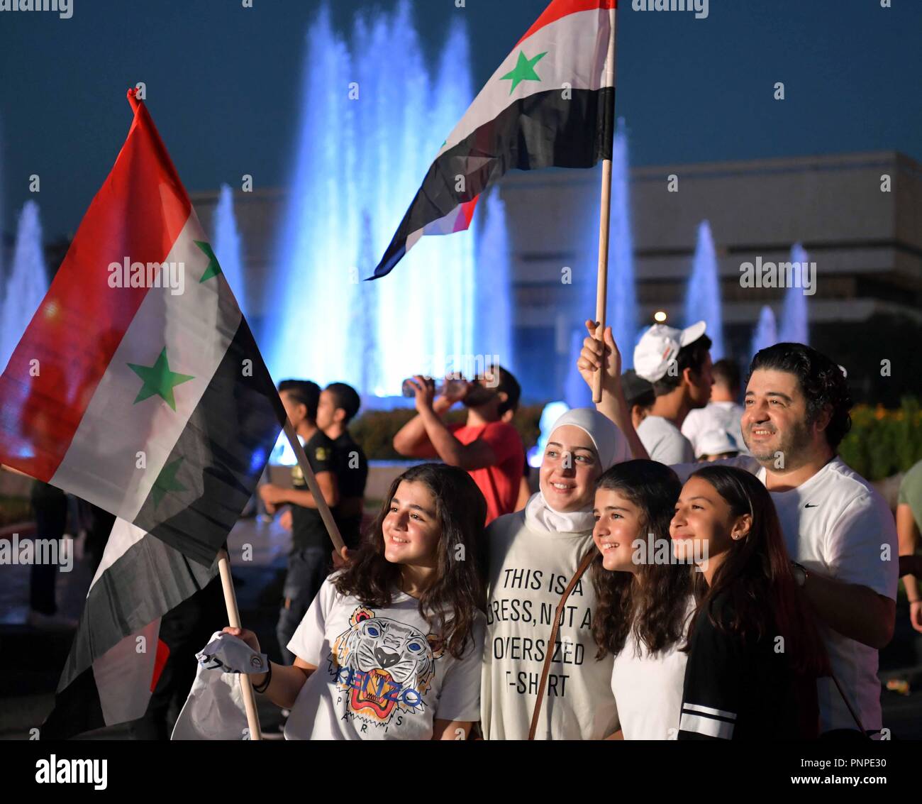 Damascus, Syria. 21st Sep, 2018. People attend a celebration for the ...