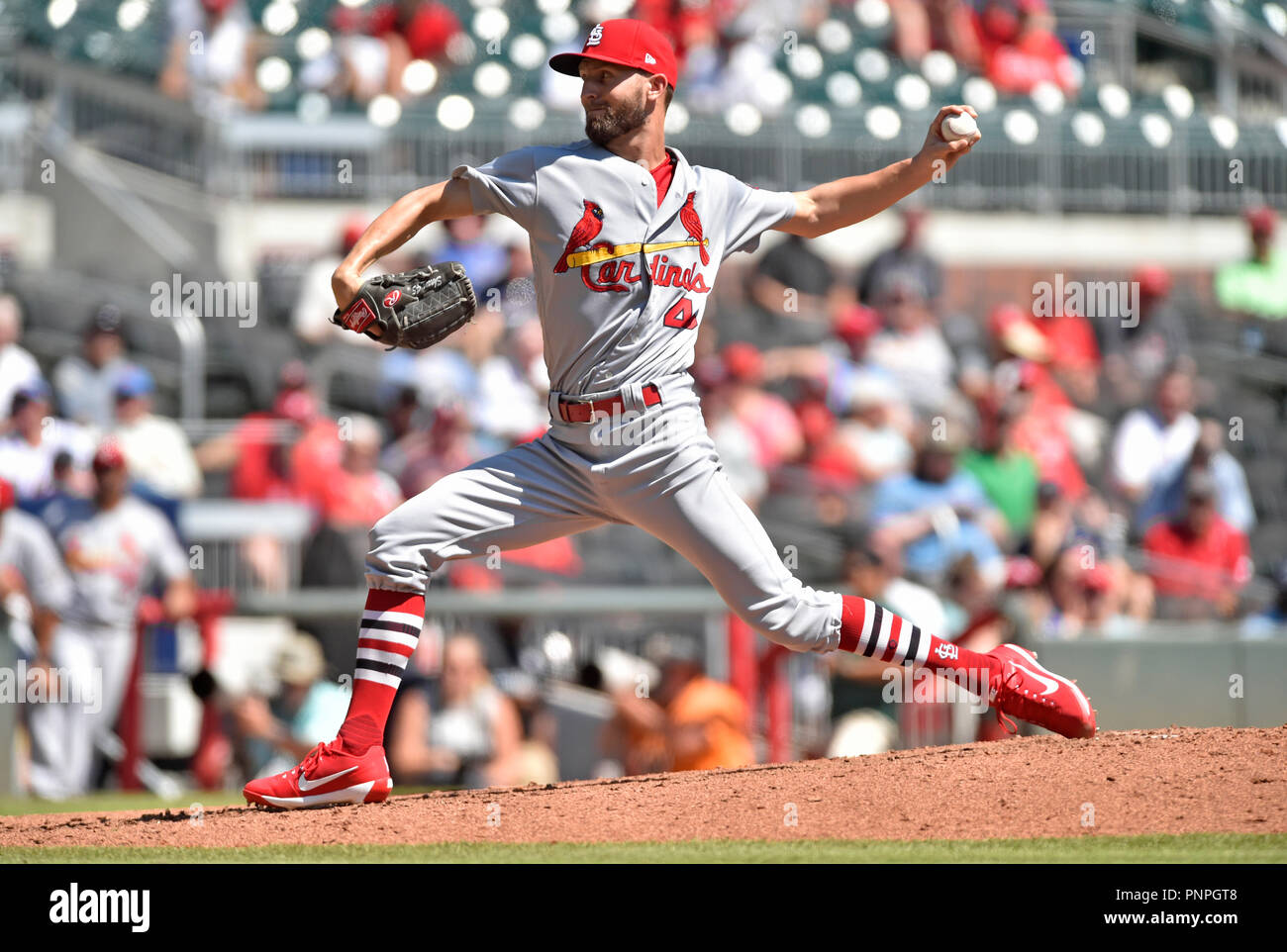Atlanta, GA, USA. 15th Sep, 2018. St. Louis Cardinals pitcher Chasen ...