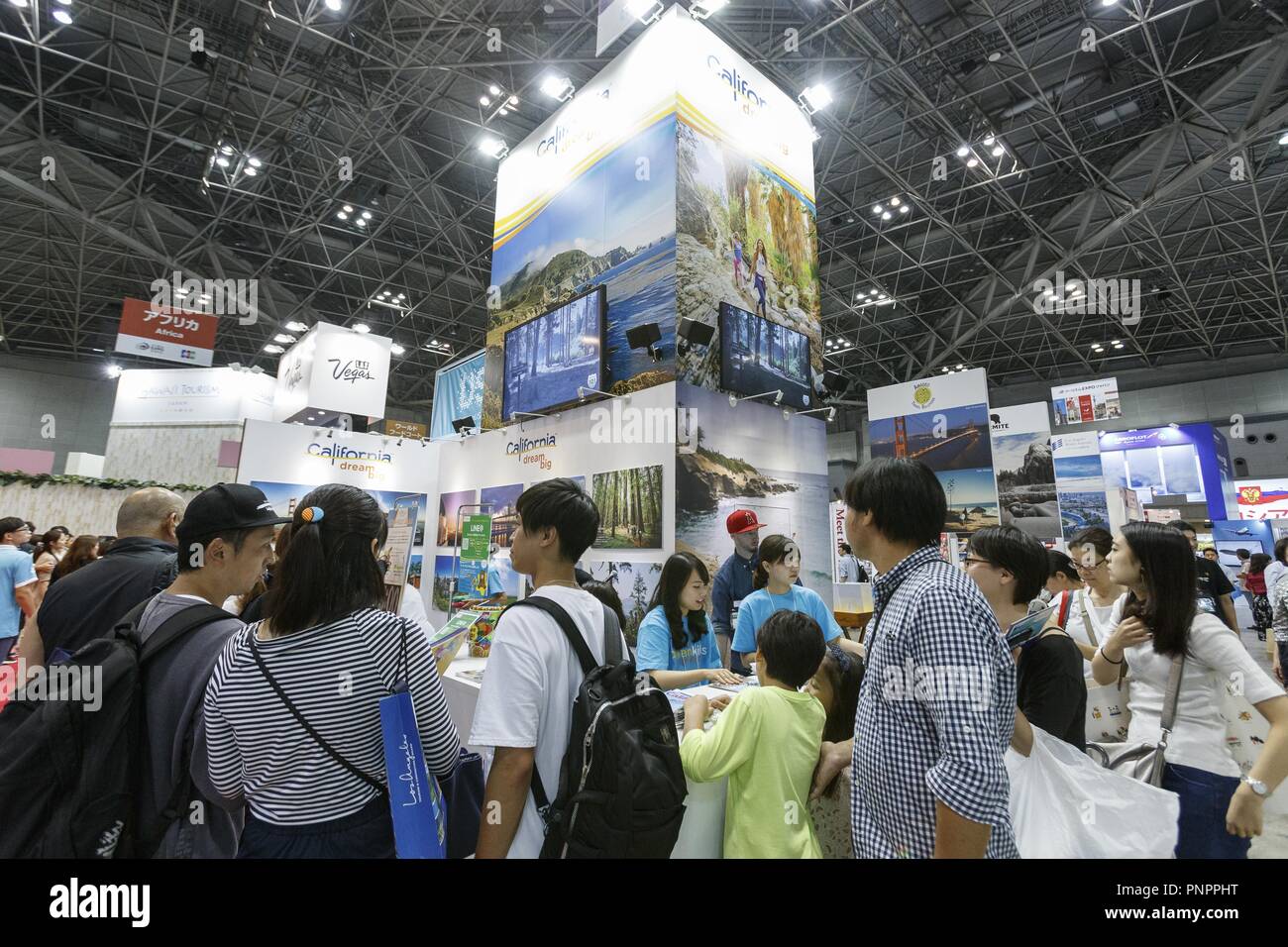 Tokyo, Japan. 22nd Sep, 2018. Visitors gather during the Tourism EXPO ...