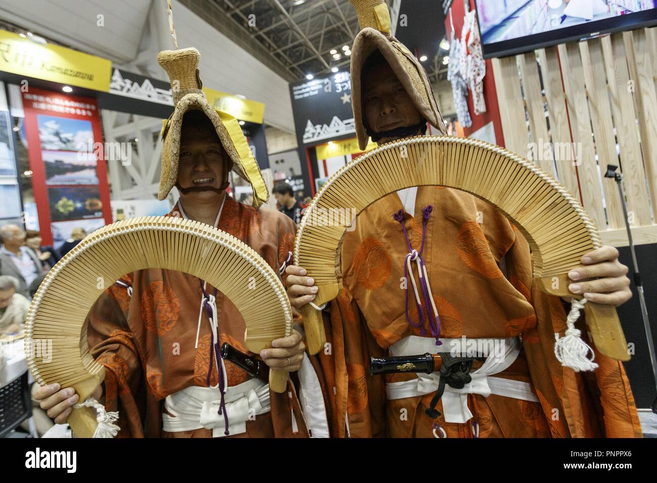 Tokyo, Japan. 22nd Sep, 2018. Dancers from Gokayama play a Japanese ...