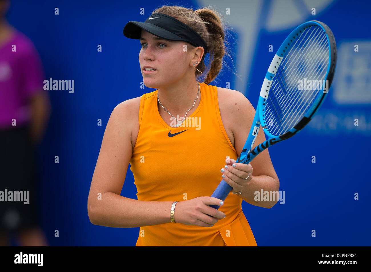 September 22, 2018 - Sofia Kenin of the United States in action during ...