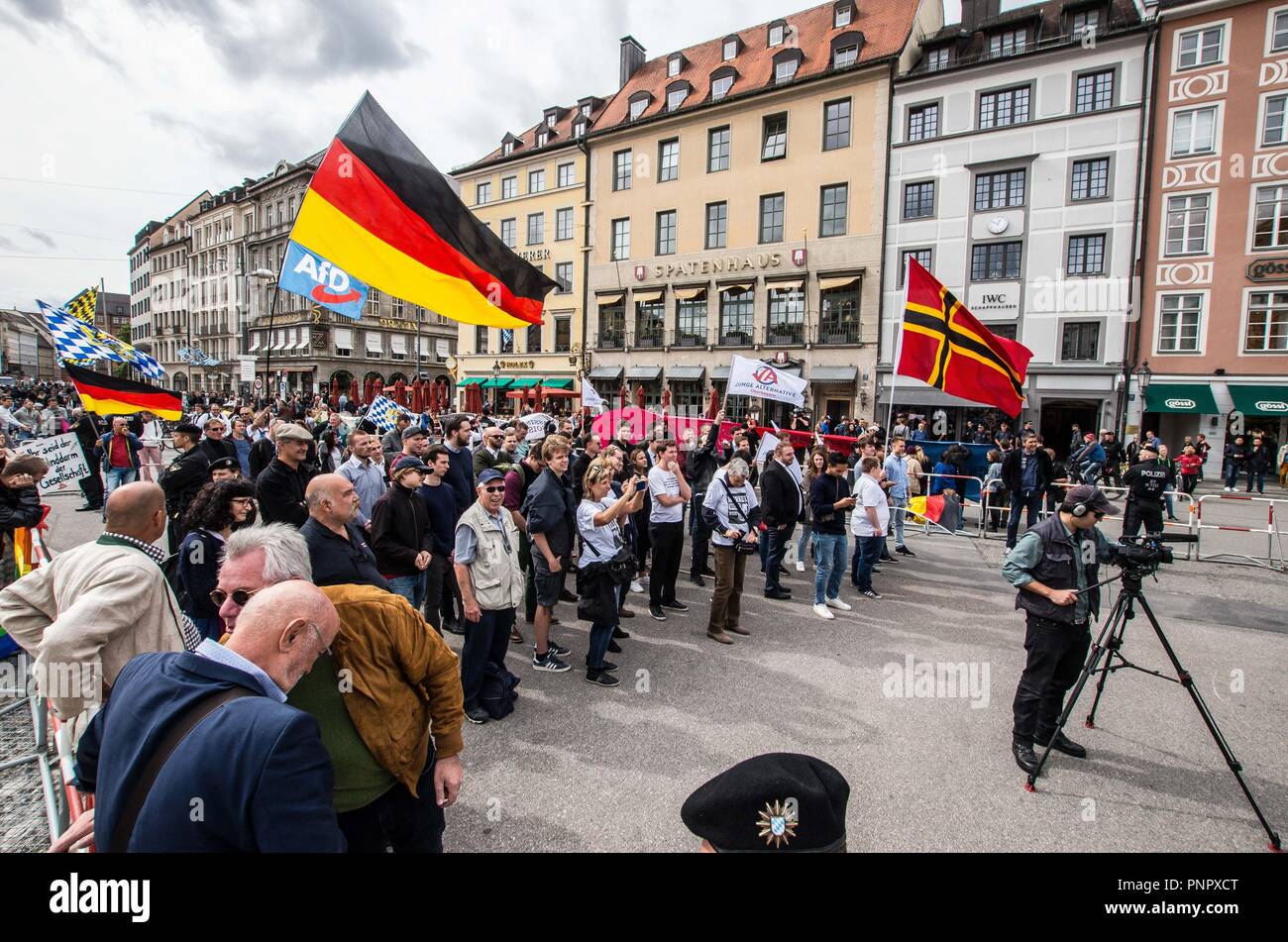 Munich, Bavaria, Germany. 22nd Sep, 2018. The flags of the right ...