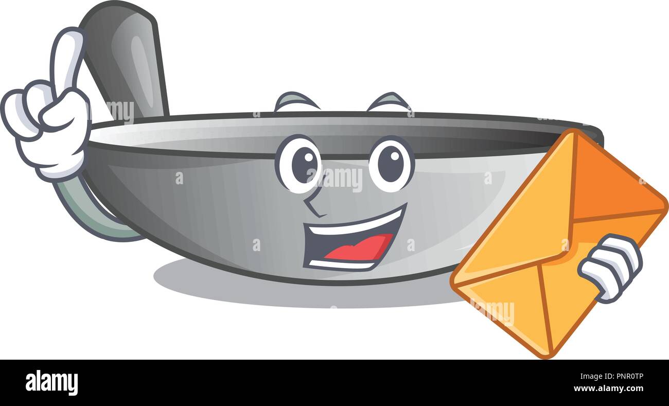 With envelope wok frying pan utensil kitchenware cartoon Stock Vector ...
