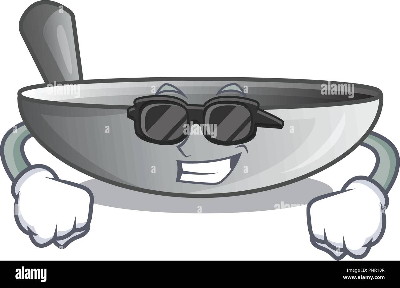 Super cool wok frying pan utensil kitchenware cartoon Stock Vector ...