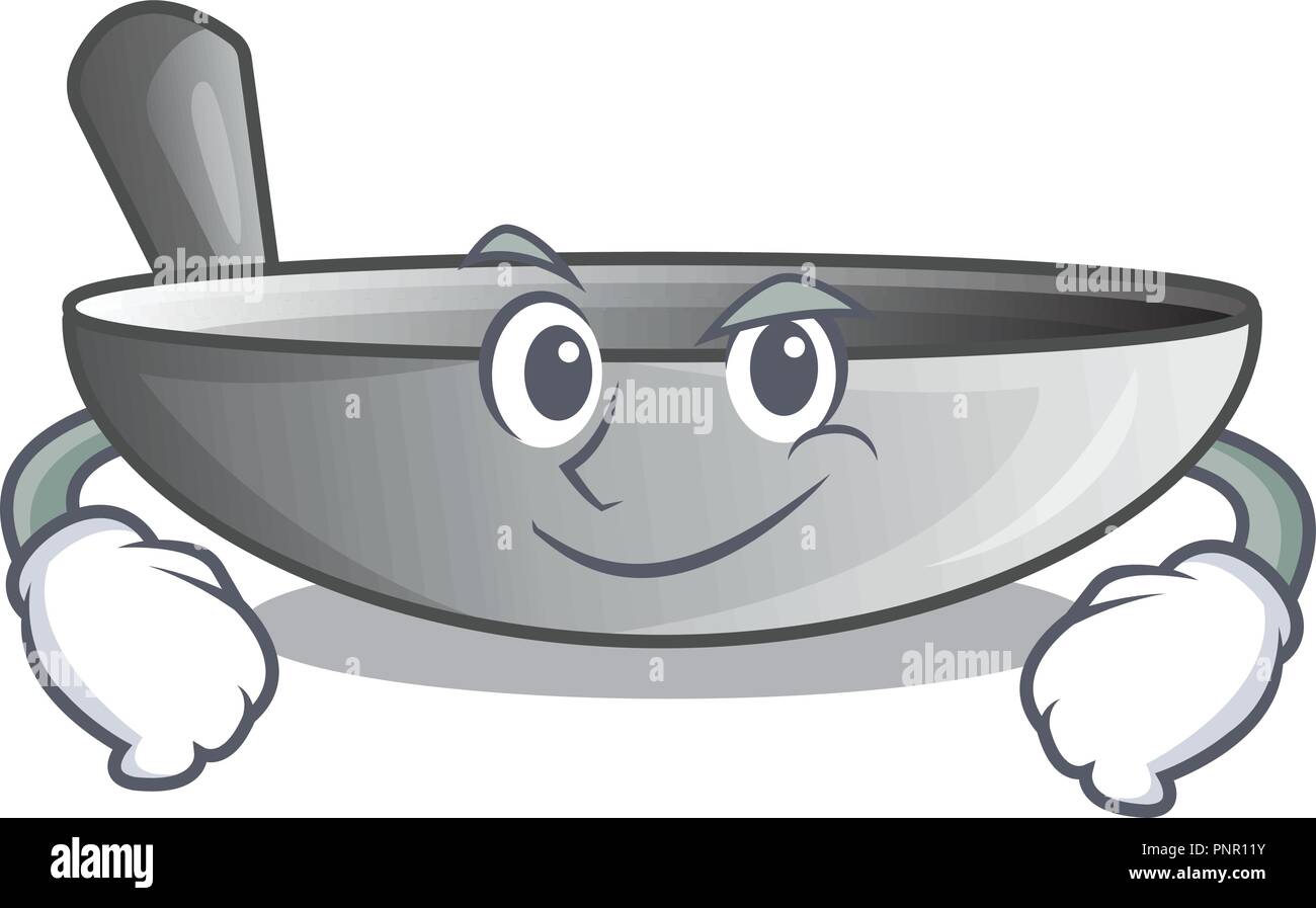 Smirking wok frying pan utensil kitchenware cartoon Stock Vector Image ...