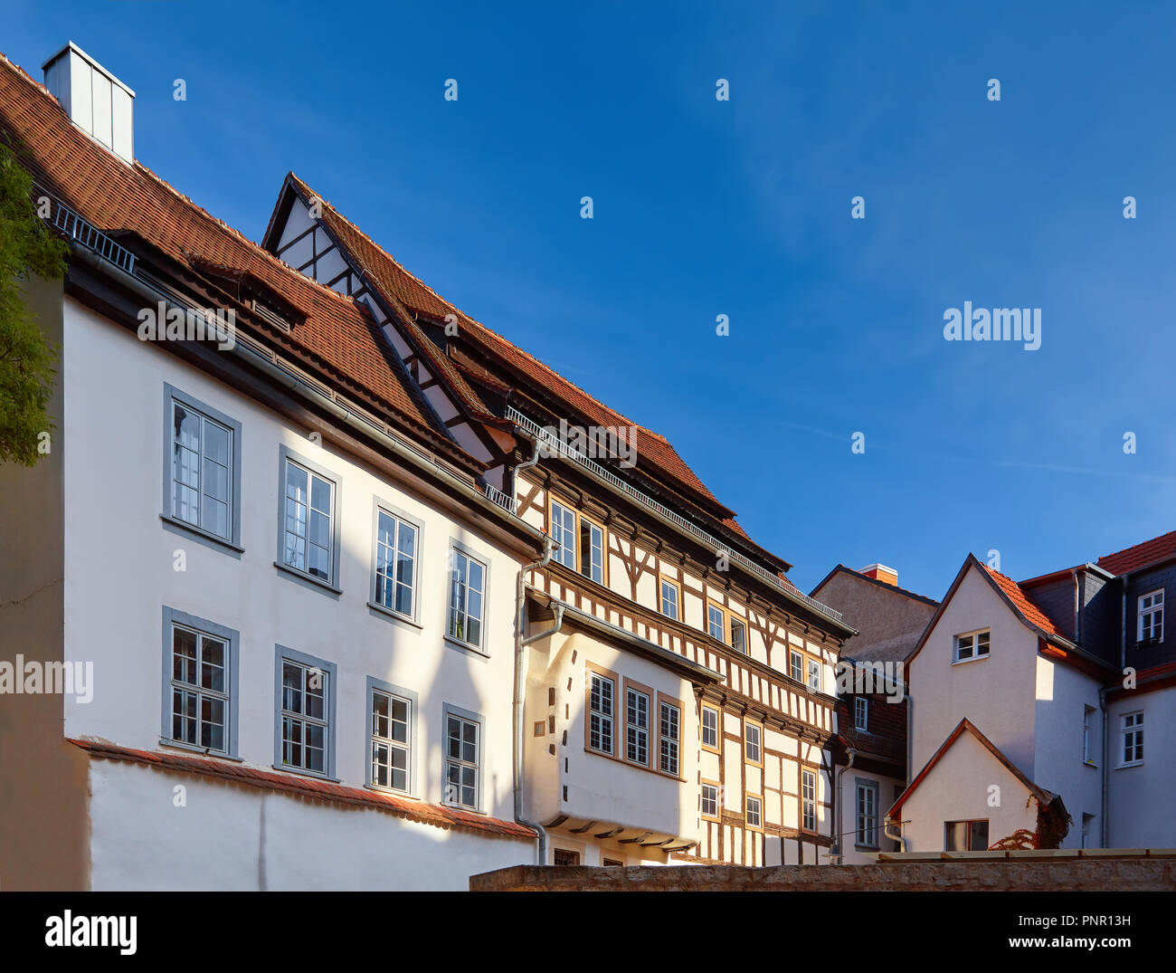 Close-up on historical timber houses in Erfurt city center, capital of ...