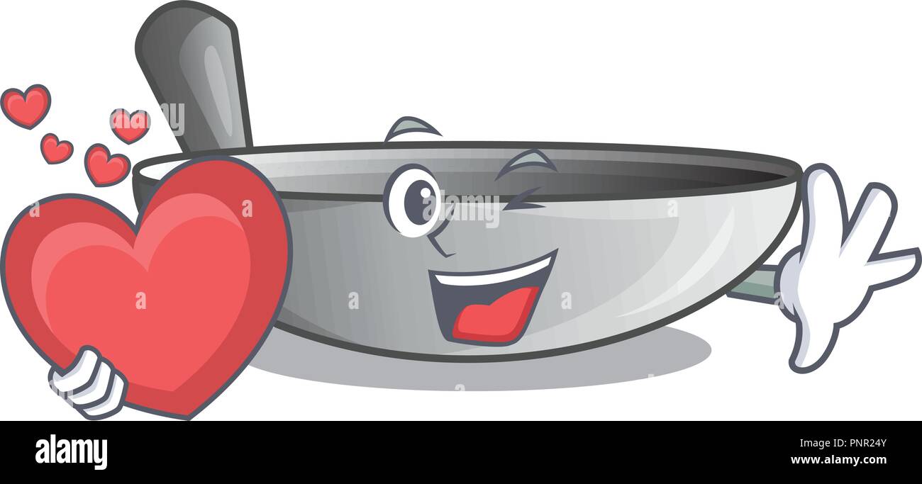 With heart cartoon wok on the kitchen utensil Stock Vector Image & Art ...
