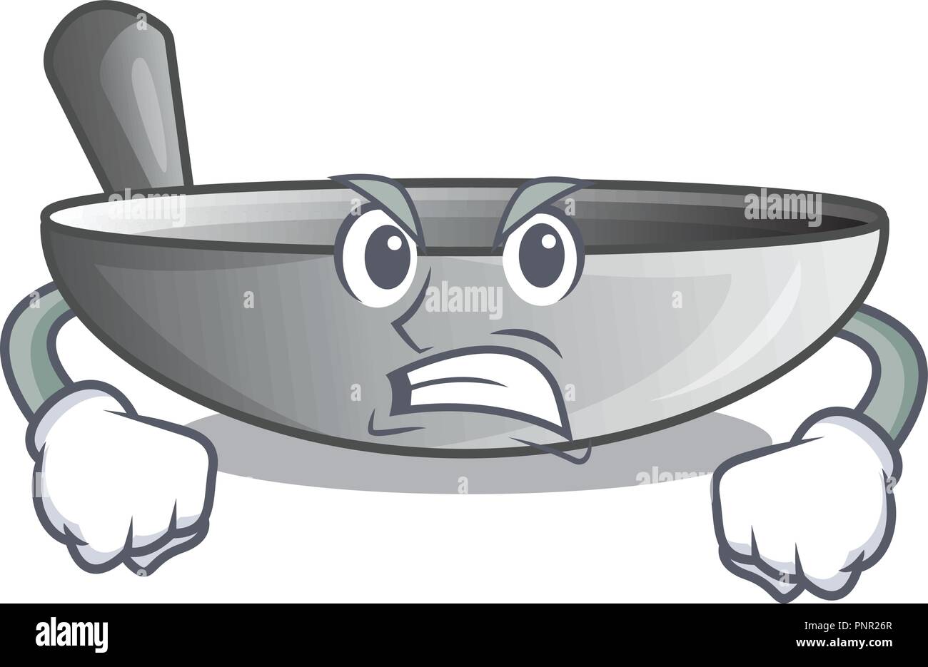 Angry cartoon wok on the kitchen utensil Stock Vector Image & Art - Alamy