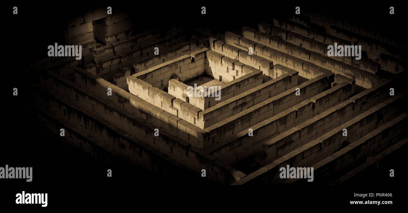 Labyrinth made of stone: conceptual for question, freedom and journey ...