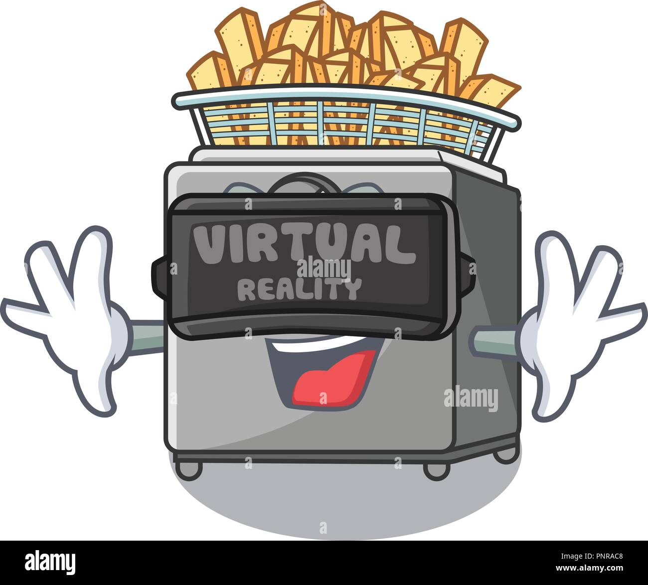 Virtual reality cooking french fries in deep fryer cartoon Stock Vector ...