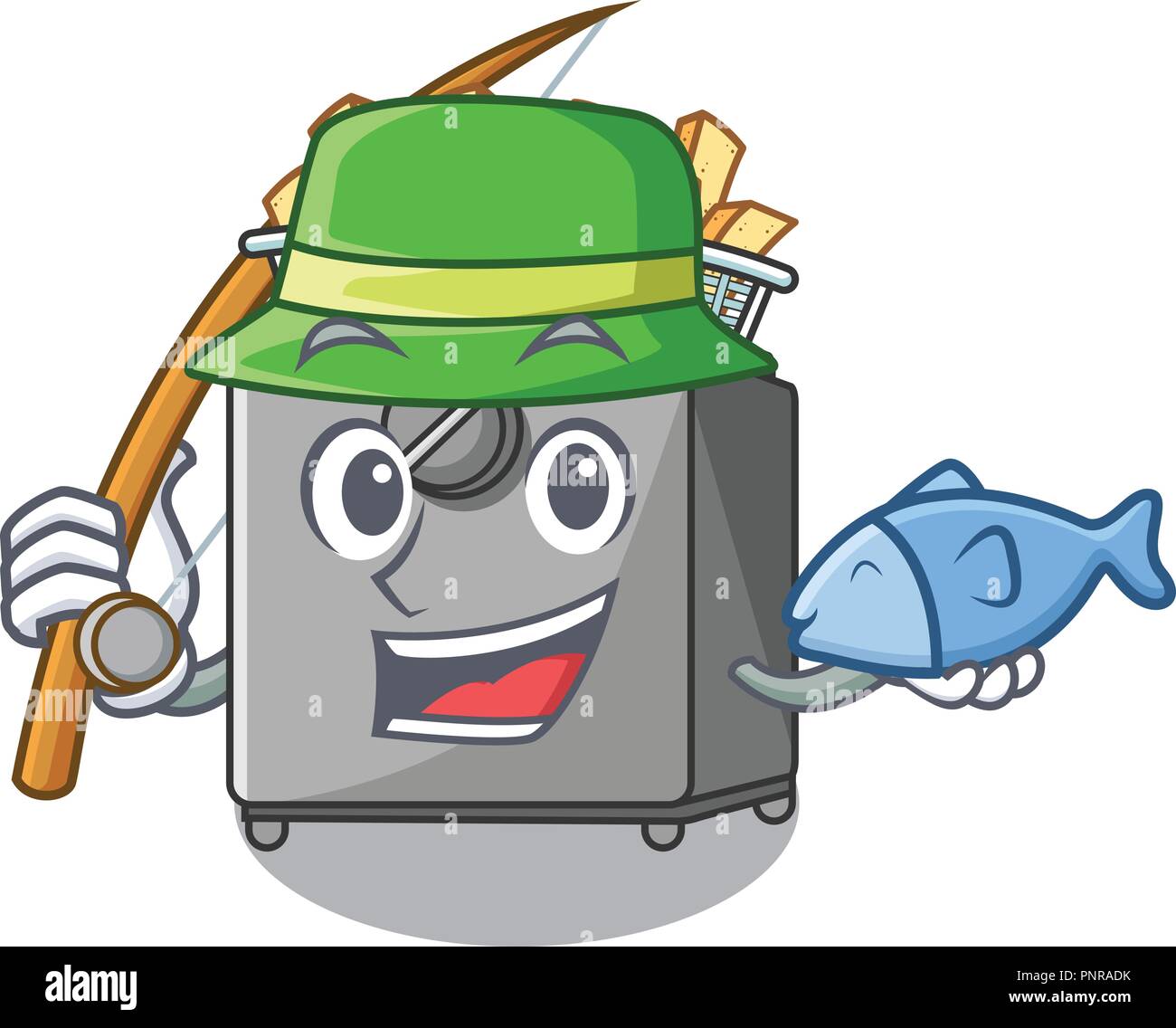 Fishing cooking french fries in deep fryer cartoon Stock Vector Image ...