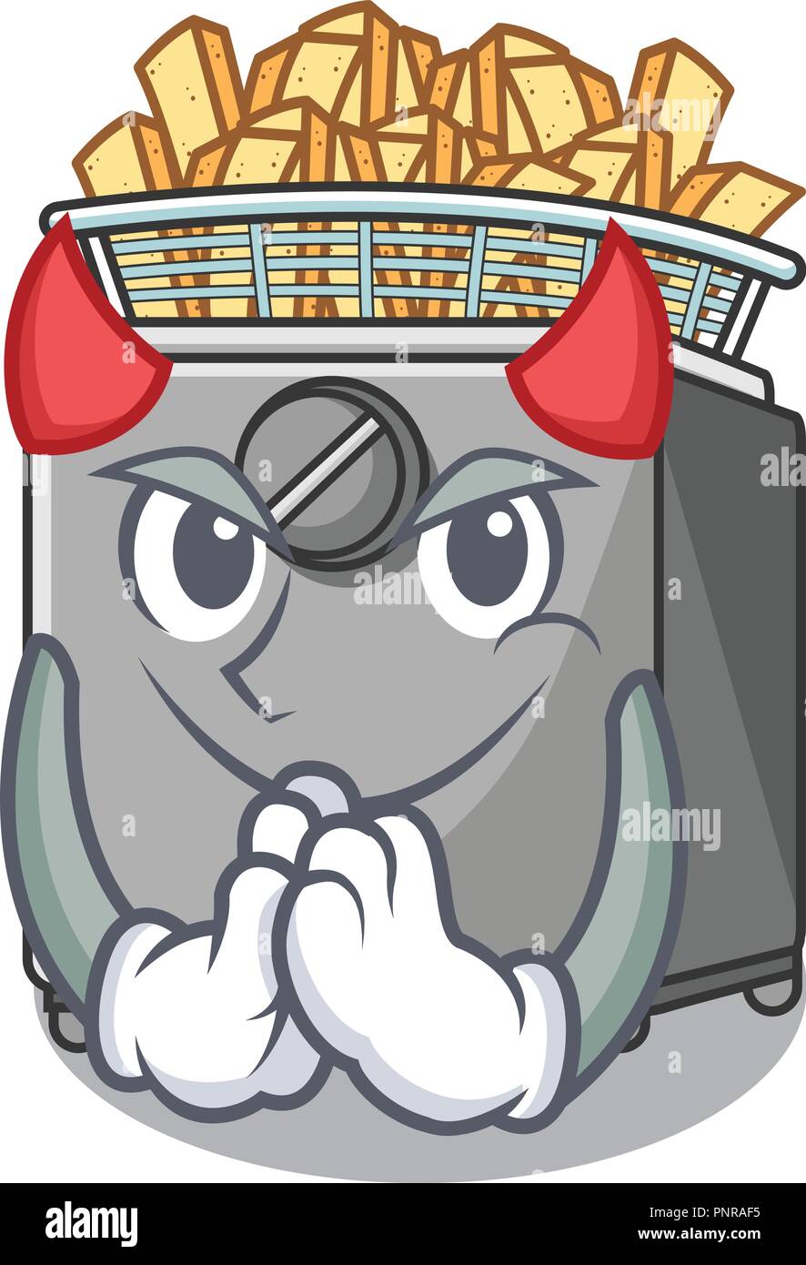 Devil cooking french fries in deep fryer cartoon Stock Vector Image ...