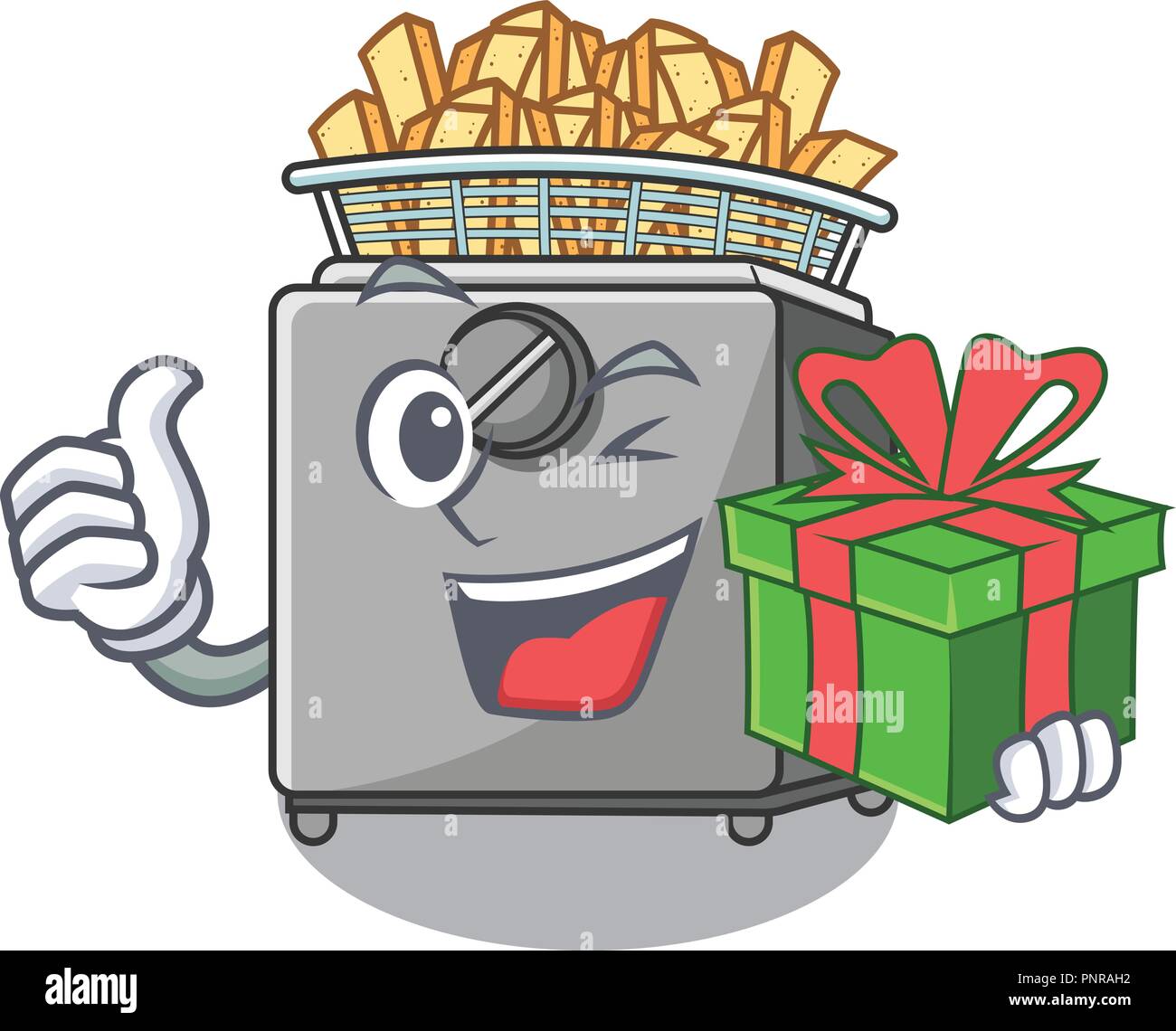 With gift cooking french fries in deep fryer cartoon Stock Vector Image ...
