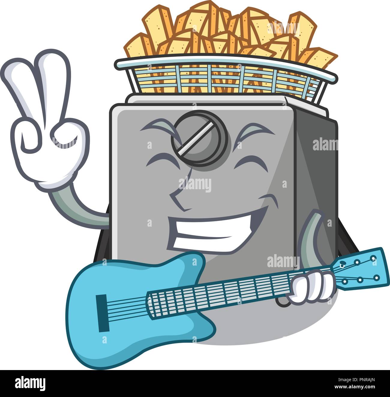 With guitar cooking french fries in deep fryer cartoon Stock Vector ...