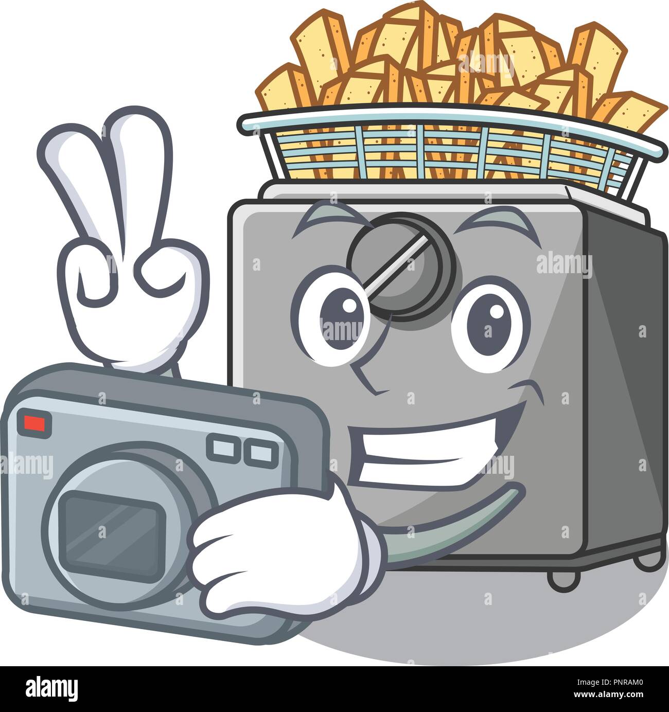 Photographer cooking french fries in deep fryer cartoon Stock Vector ...