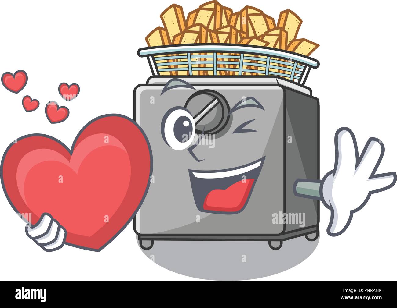 With heart cooking french fries in deep fryer cartoon Stock Vector ...