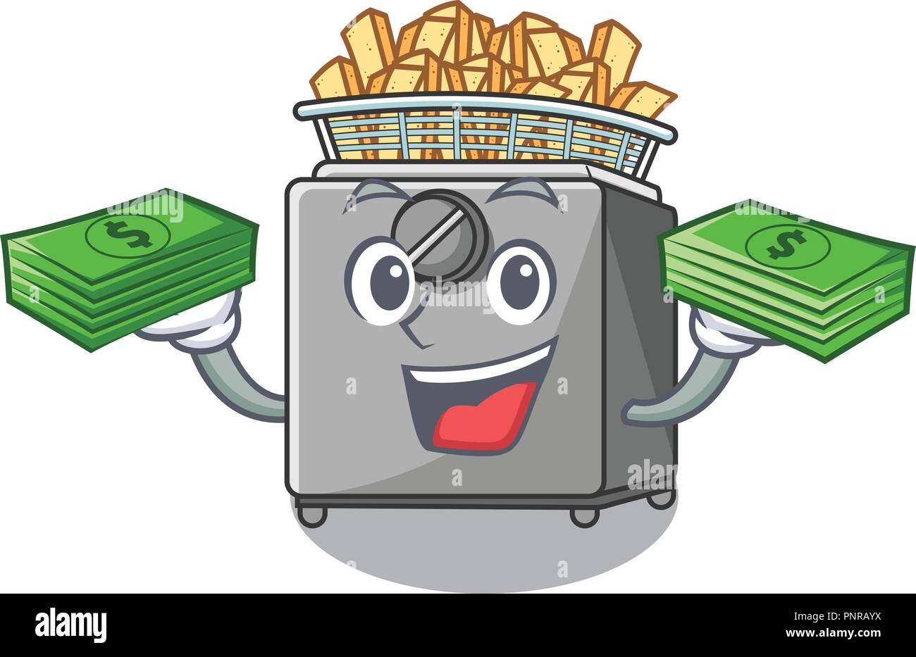With money cooking french fries in deep fryer cartoon Stock Vector ...