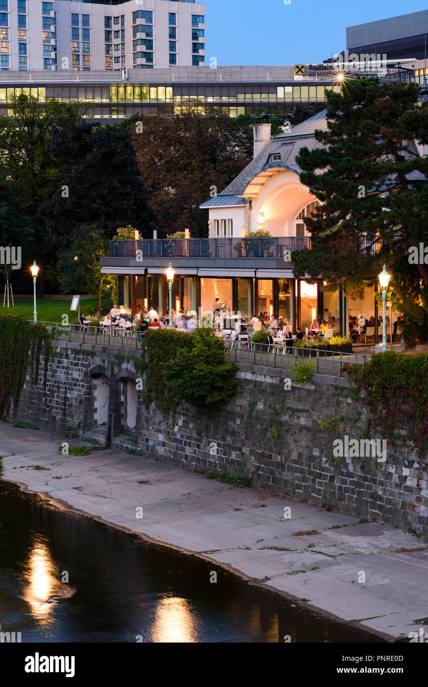 Wien, Vienna: park Stadtpark, river Wien, restaurant Steirereck in ...